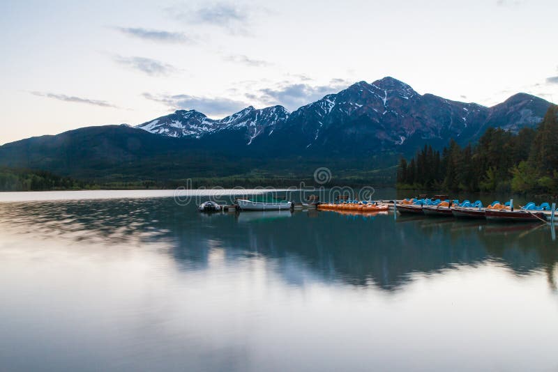 Pyramid Lake, Canada stock image. Image of national, clouds - 64337489