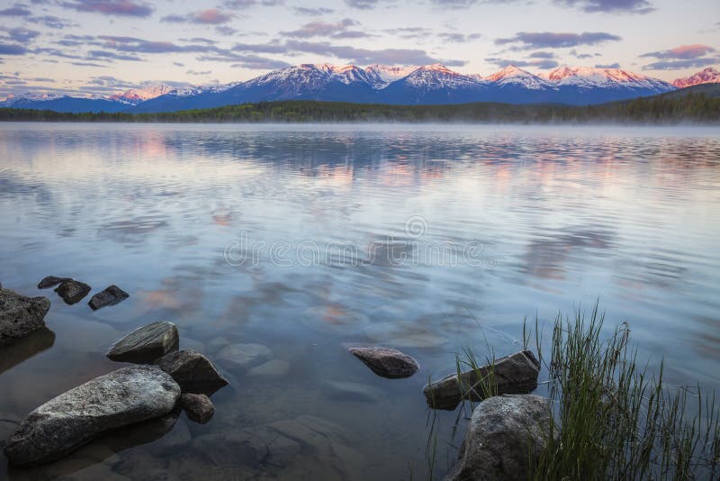 Pyramid Lake in Jasper National Park Stock Image - Image of rocky ...