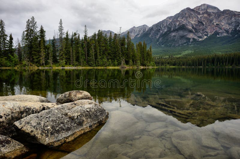 Pyramid Lake Jasper National Park Stock Photo - Image of canada, spruce ...