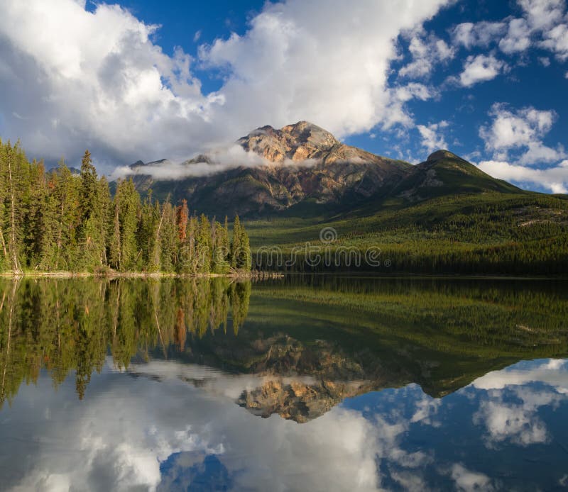 Pyramid lake reflections stock photo. Image of jasper - 61312556