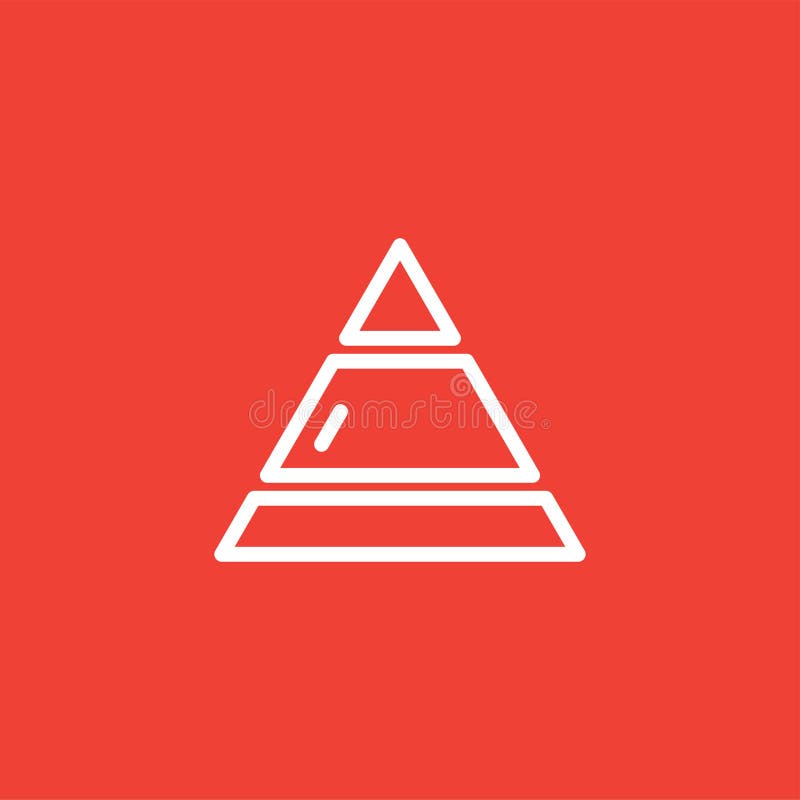 Pyramid Line Icon on Red Background. Red Flat Style Vector Illustration ...