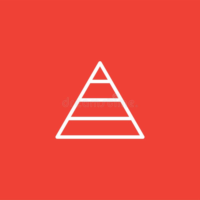 Pyramid Line Icon on Red Background. Red Flat Style Vector Illustration ...