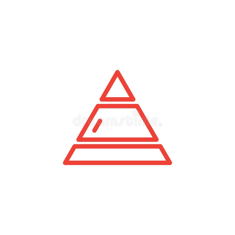 Pyramid Line Red Icon on White Background. Red Flat Style Vector ...