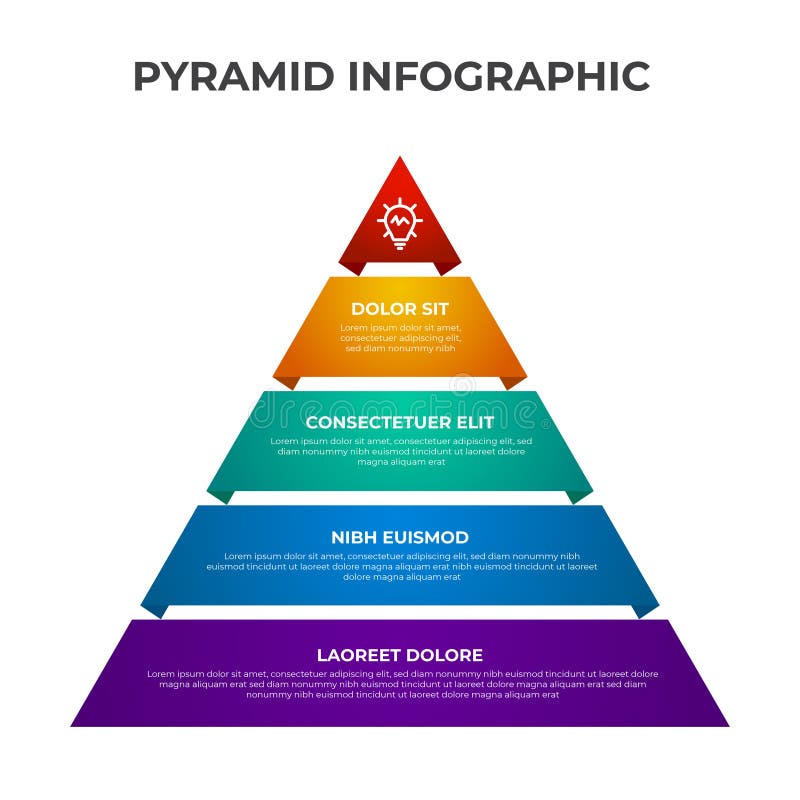 Pyramid List Infographic Element Template with 4 Point, Bullet ...