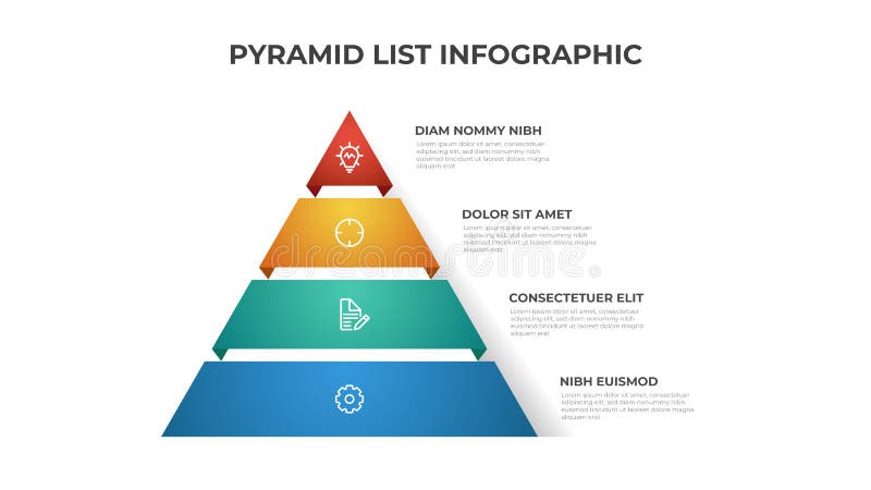 Pyramid List Infographic Template Vector with 4 Layers. Layout Element ...