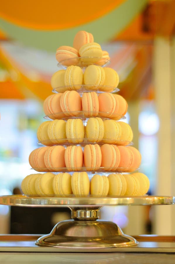 A Pyramid of Macaroons on a Tray Stock Image - Image of cookies ...