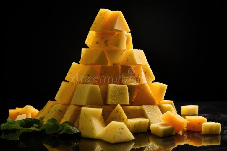 A Pyramid Made of Cheese Wedges and Cubes Stock Illustration ...