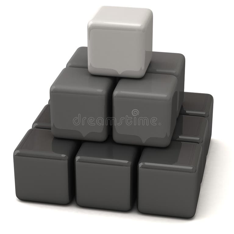 Pyramid made of cubes 3d stock illustration. Illustration of combine ...