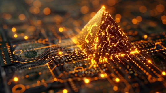 A Pyramid Made of Lights on Top of a Circuit Board, AI Stock ...