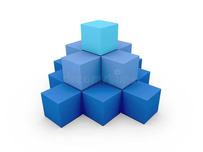A Pyramid Made of Similar Blue Boxes Stock Illustration - Illustration ...