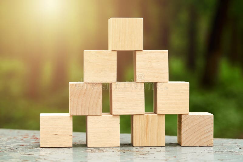 Pyramid Made from Wooden Toy Blocks on Nature Background Stock Photo ...