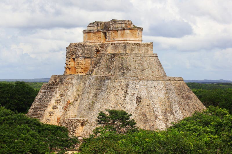 Pyramid of the Magician. Maya Complex of Uxmal Stock Photo - Image of ...