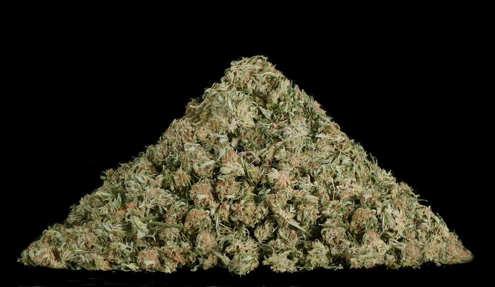 Pyramid of Marijuana on Black Stock Photo - Image of ganja, floral ...