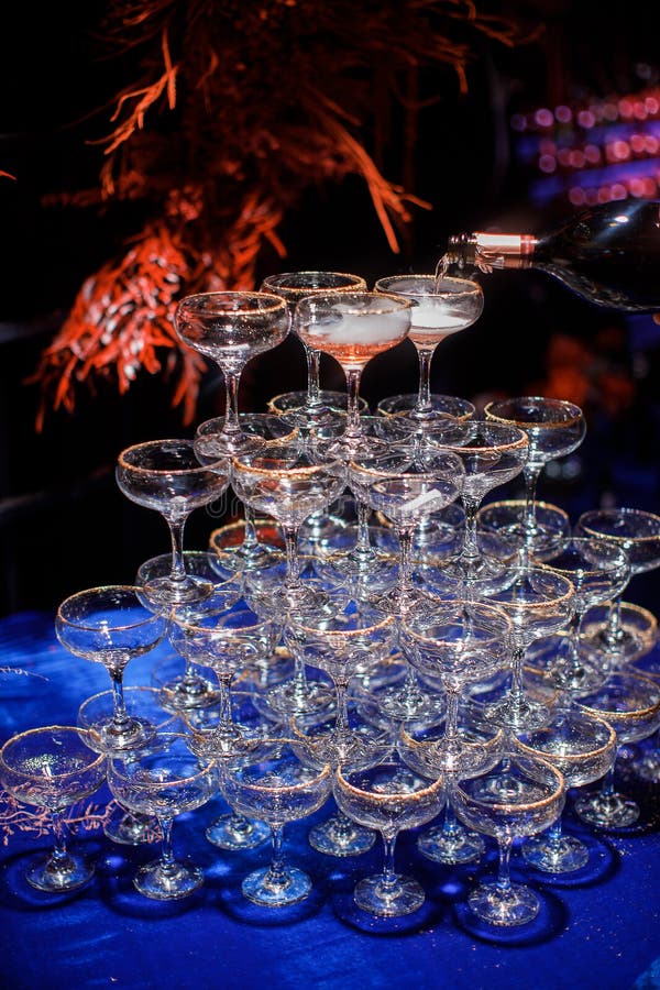 Pyramid of Martini Glasses on the Table Stock Image - Image of wedding ...