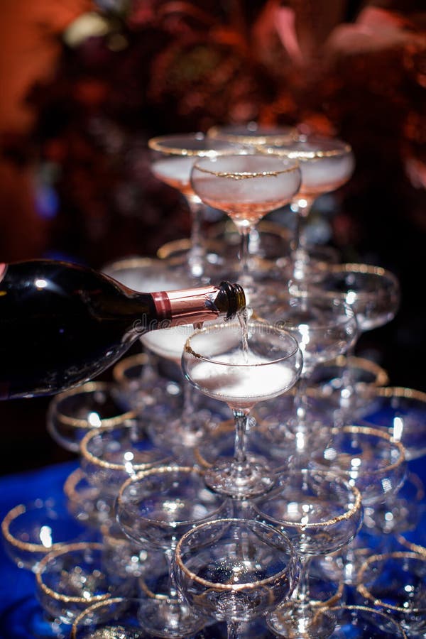 Pyramid of Martini Glasses on the Table Stock Image - Image of ...