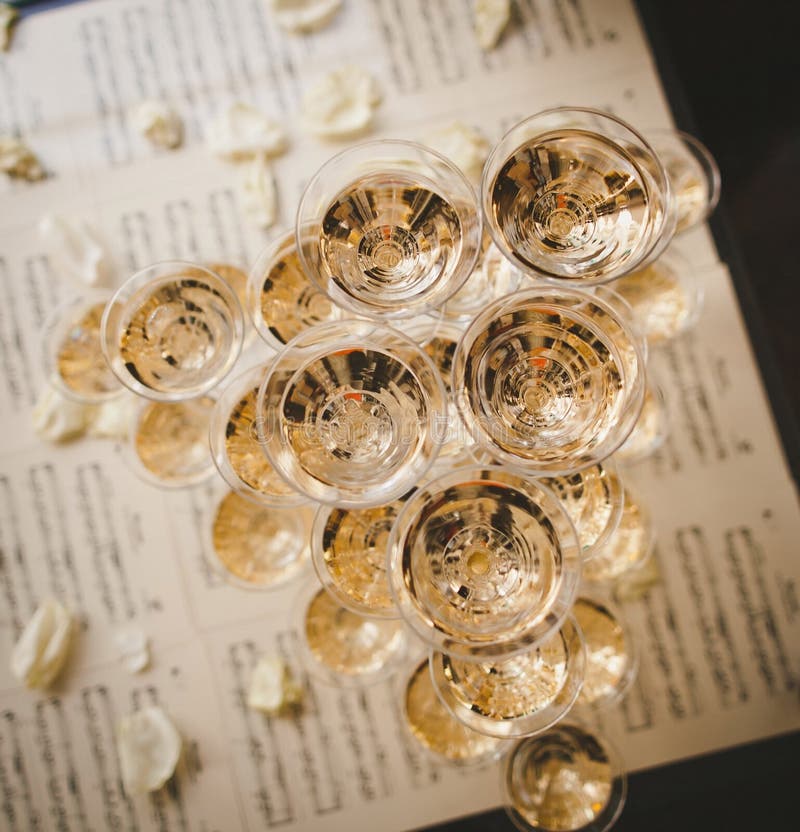 Pyramid of Martini Glasses on the Wedding Table Stock Image - Image of ...