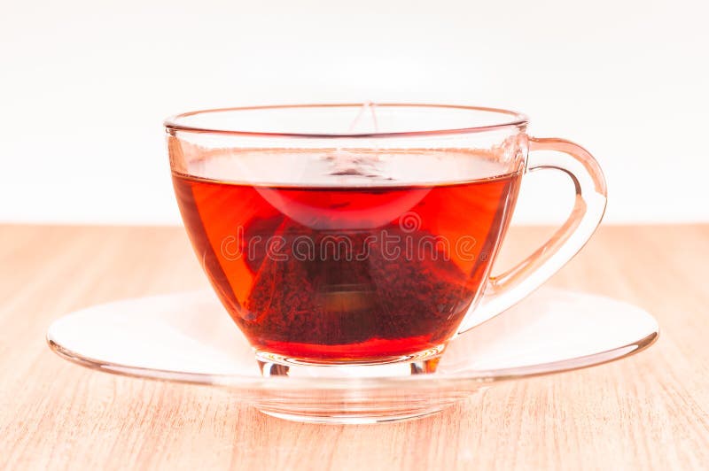 Pyramid Mesh Teabag in a Glass Cup Stock Photo - Image of healthy ...