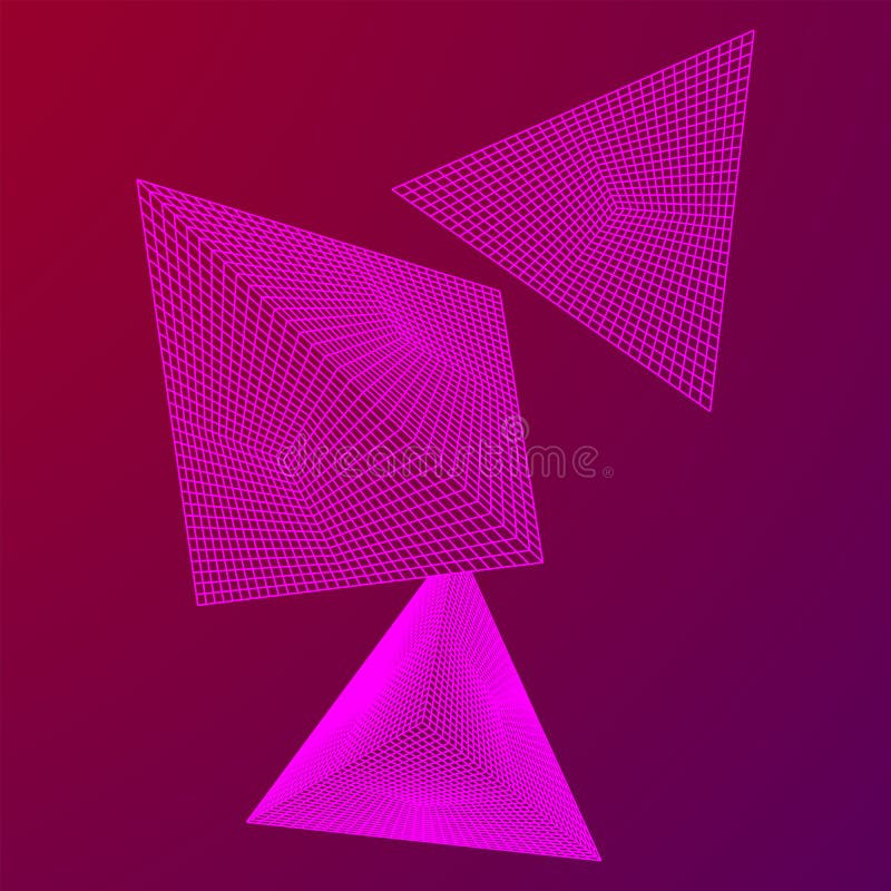 Pyramid Molecular Grid Technology Style. Stock Vector - Illustration of ...