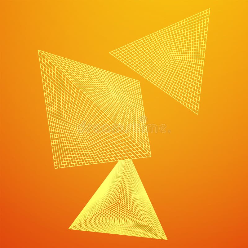 Pyramid Molecular Grid Technology Style. Stock Vector - Illustration of ...