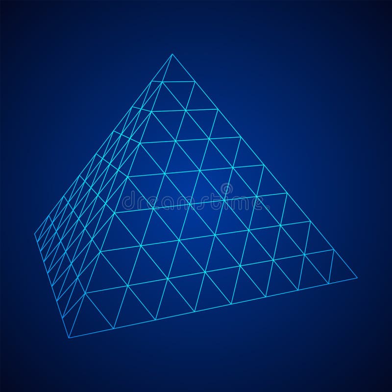 Pyramid Molecular Grid Wireframe Stock Vector - Illustration of connect ...