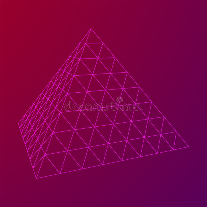 Pyramid Molecular Grid Technology Style. Stock Vector - Illustration of ...