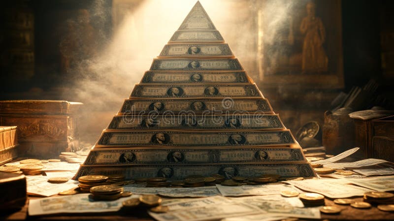 Pyramid of Money, Wealth, and Power Stock Illustration - Illustration ...