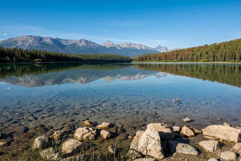 A Beautiful Lake. Clear Water of a Mountain Lake. Pyramid Mountain at ...
