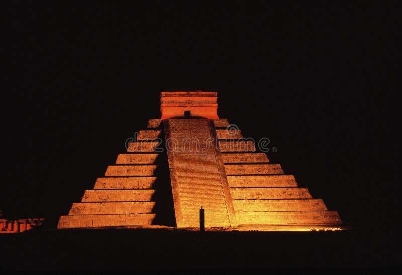 Pyramid at night stock image. Image of lighting, evening - 2641885