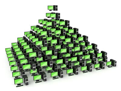 Pyramid PC network concept stock illustration. Illustration of desktop ...