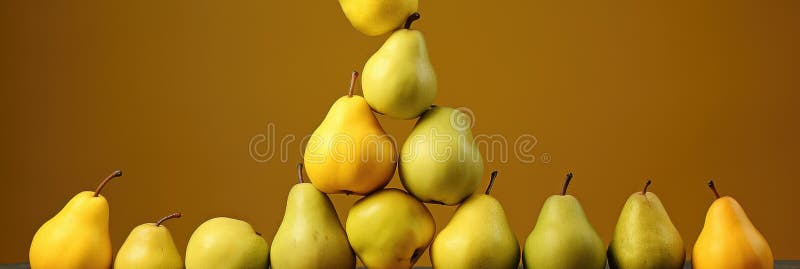 A Pyramid of Pears on a Table, AI Stock Image - Image of table, macro ...