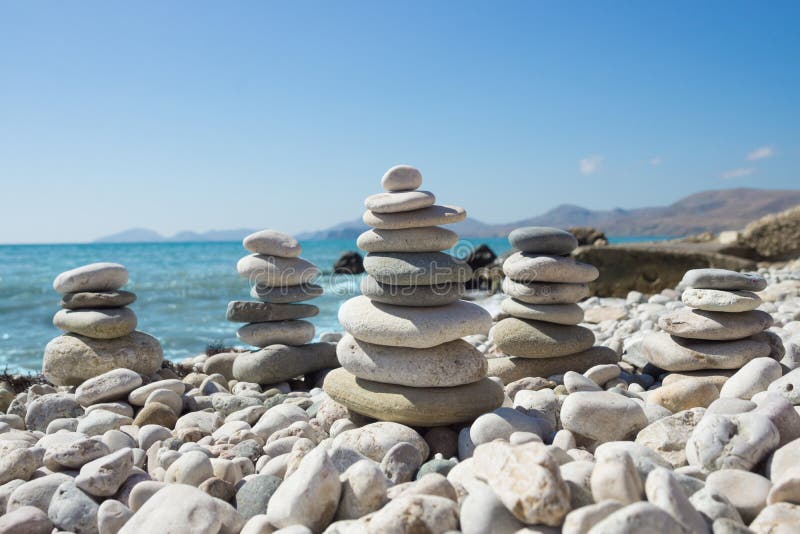 Pyramid of Pebbles on a Sea Beach. Stock Photo - Image of objects ...