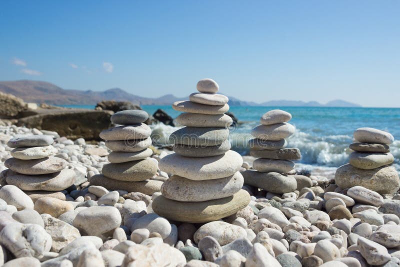 Pyramid of Pebbles on a Sea Beach. Stock Photo - Image of stone ...