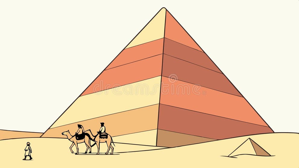 Pyramid with People, Scale and Ancient Civilization. Vector Design ...