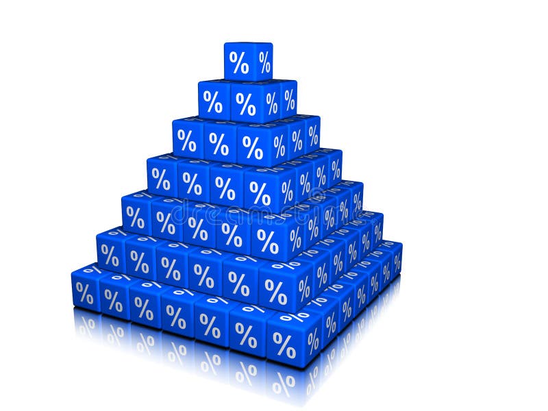A Pyramid of percent Cubes stock illustration. Illustration of discount ...