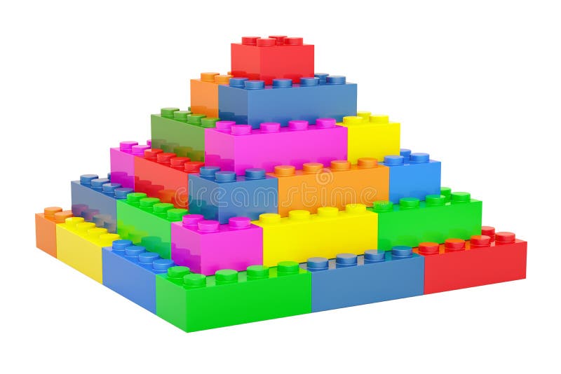 Pyramid from Plastic Building Blocks, 3D Stock Illustration ...