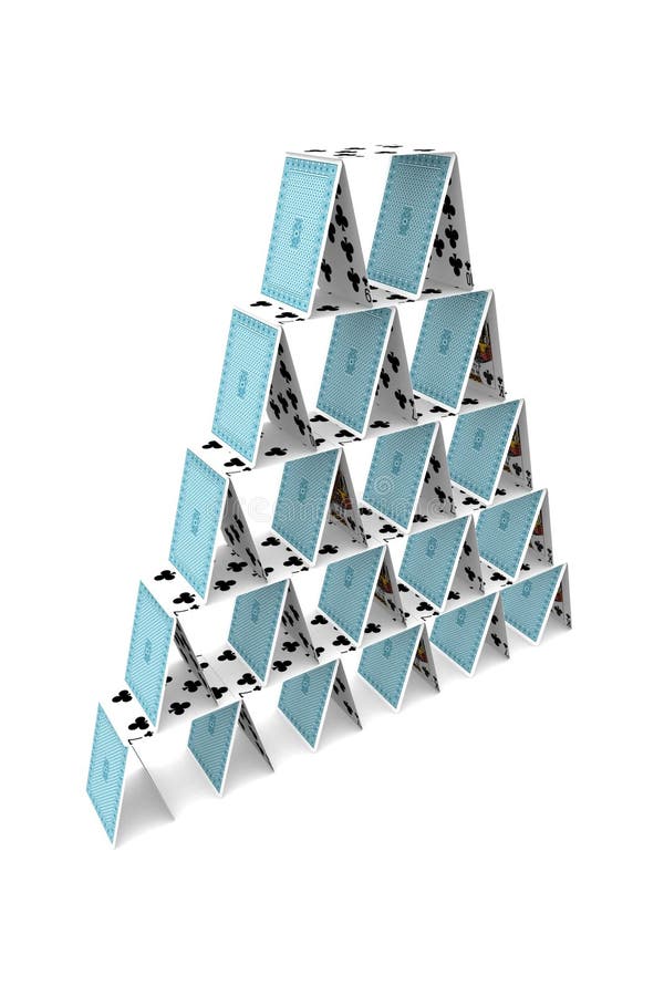 Pyramid of playing cards stock illustration. Illustration of graphics ...