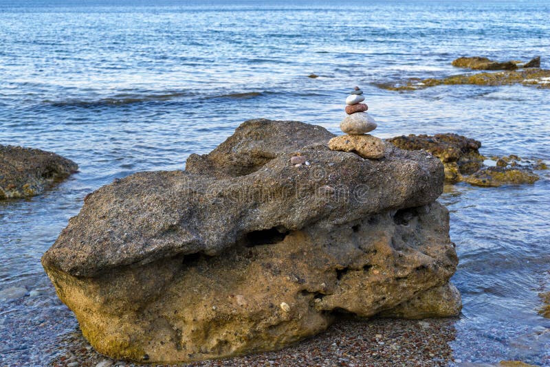 One Big Stone Boulder and Seabed Stock Photo - Image of rock, landscape ...