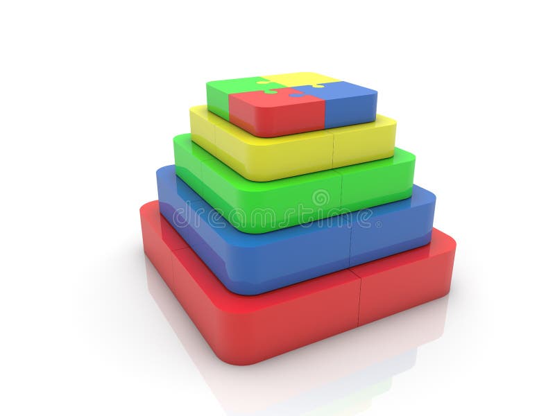Pyramid of Puzzle Blocks of Different Sizes and Colors Stock ...
