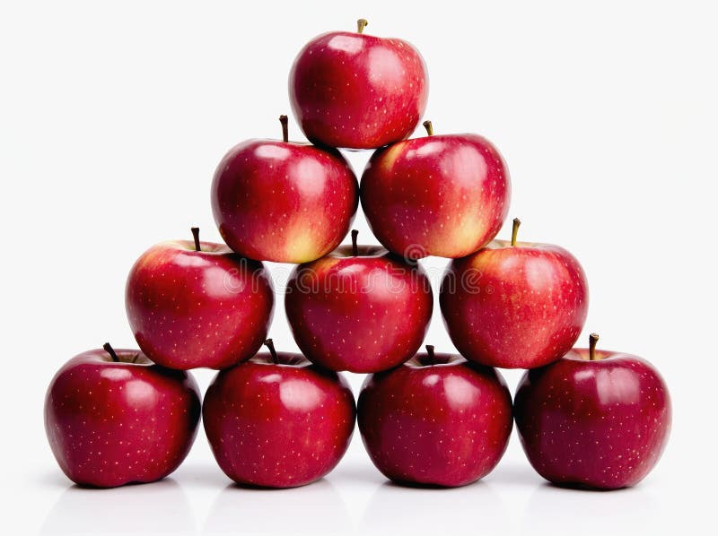 Pyramid of Red Apples on Plain White Background Stock Illustration ...