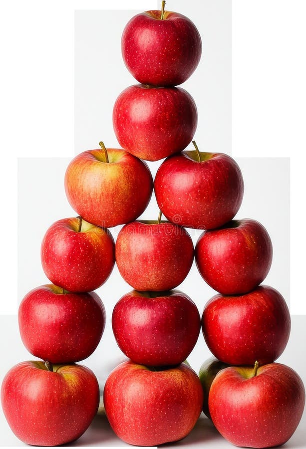 Pyramid of Red Apples on Transparent Background, Fresh Fruit Concept ...