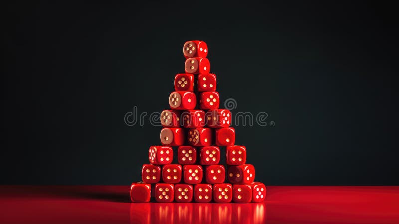 Pyramid red dice stock illustration. Illustration of gamble - 369145921