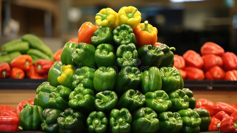 Pyramid Red and Green Bell Peppers Stock Illustration - Illustration of ...