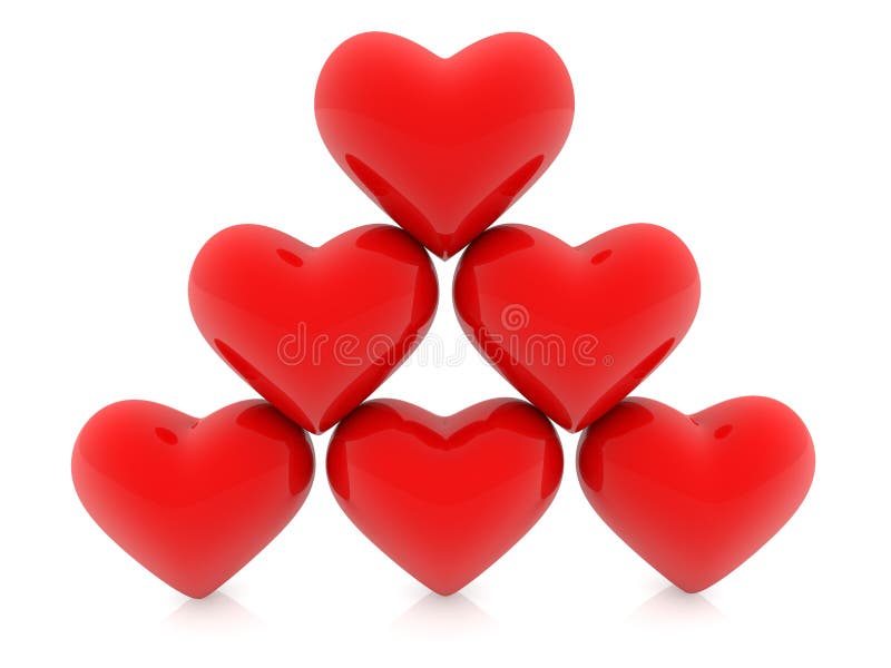 Pyramid of Hearts on White.3d Illustration Stock Illustration ...