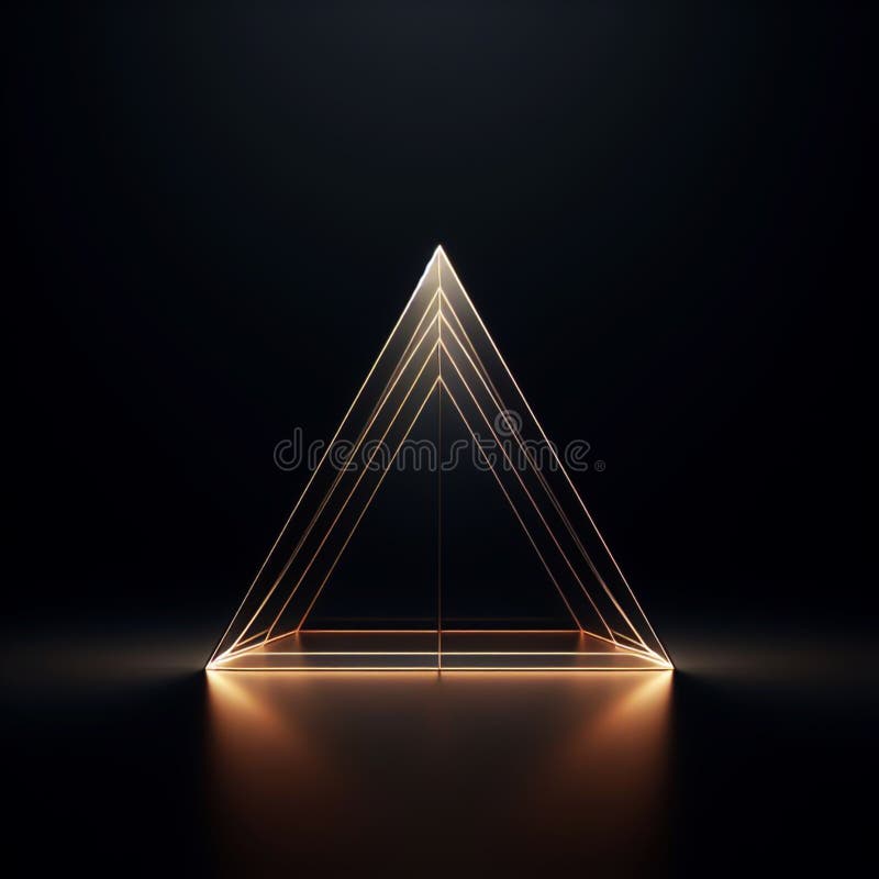 Pyramid with Refraction and Holographic Effect Light on Dark Background ...
