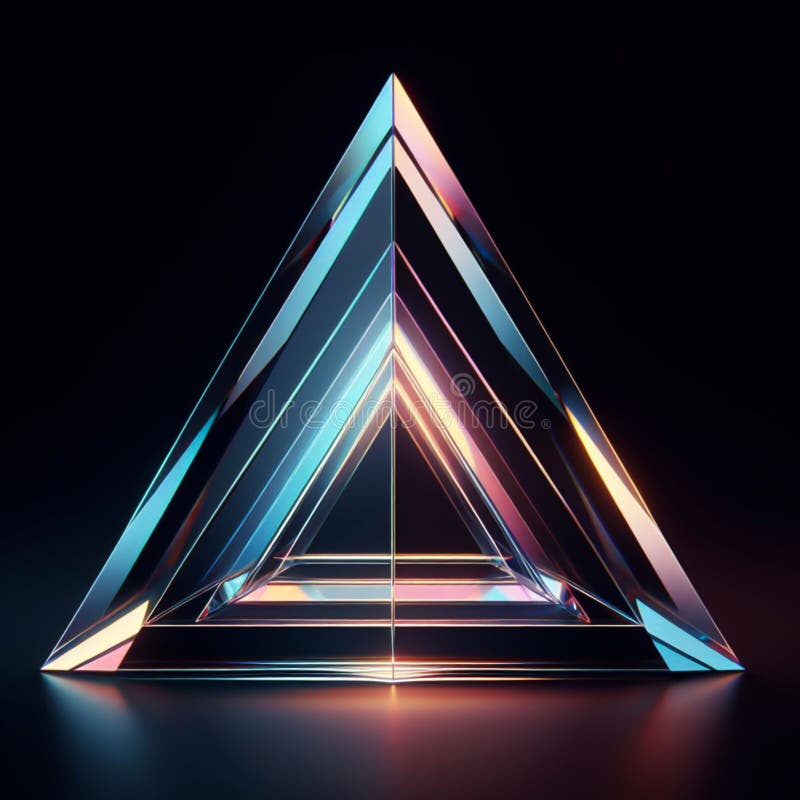Pyramid with Refraction and Holographic Effect Light on Dark Background ...