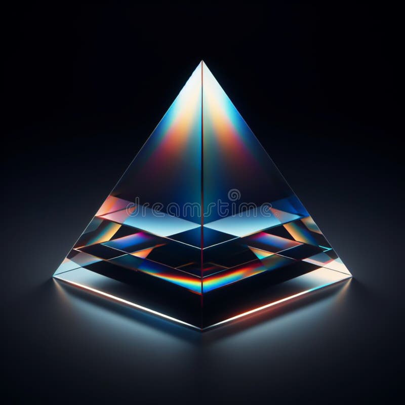 Pyramid with Refraction and Holographic Effect Light on Dark Background ...