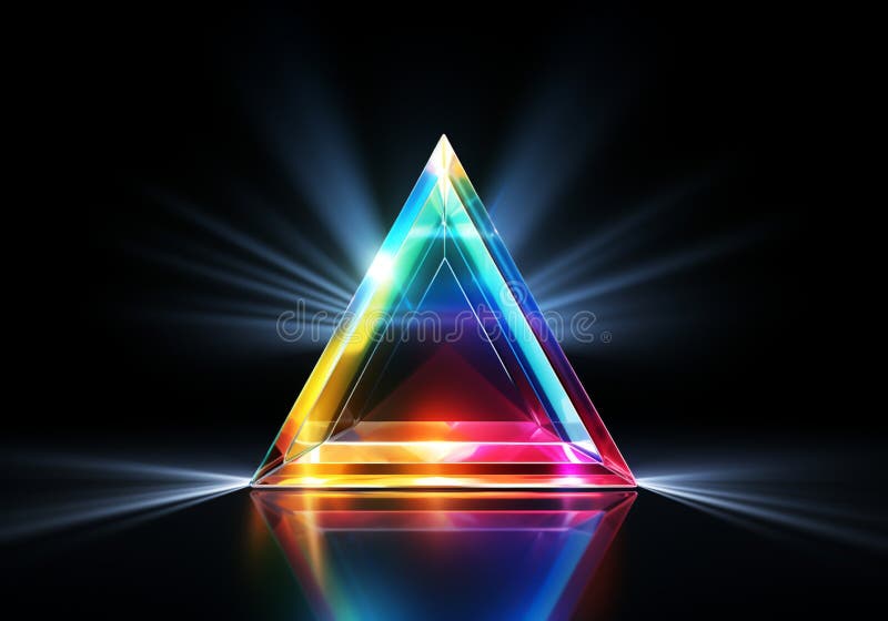 Pyramid with Refraction Light and Holographic Effect on Dark Background ...