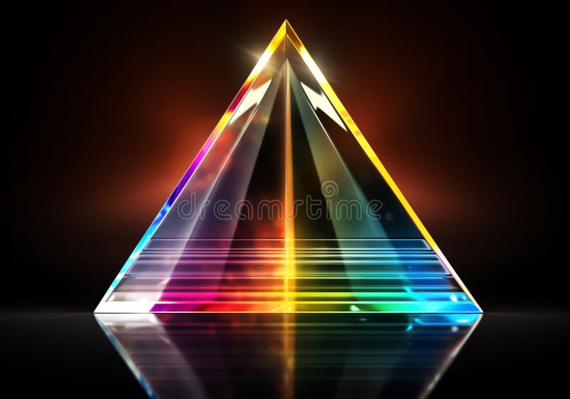 Pyramid with Refraction Light and Holographic Effect on Dark Background ...