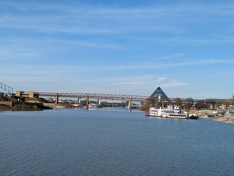 Pyramid river boat bridge stock photo. Image of port - 272724962