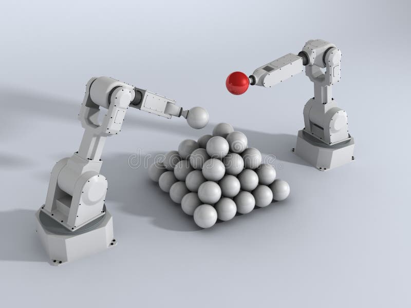 Pyramid with robots stock illustration. Illustration of graphic - 9283679